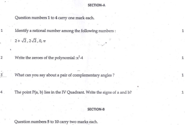 Cbse Class 9 Mathematics Sample Paper Set 56